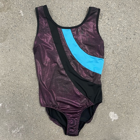 Danskin Now | One Pieces | Metallic Purple Blue Stripe Dance Gymnastics ...